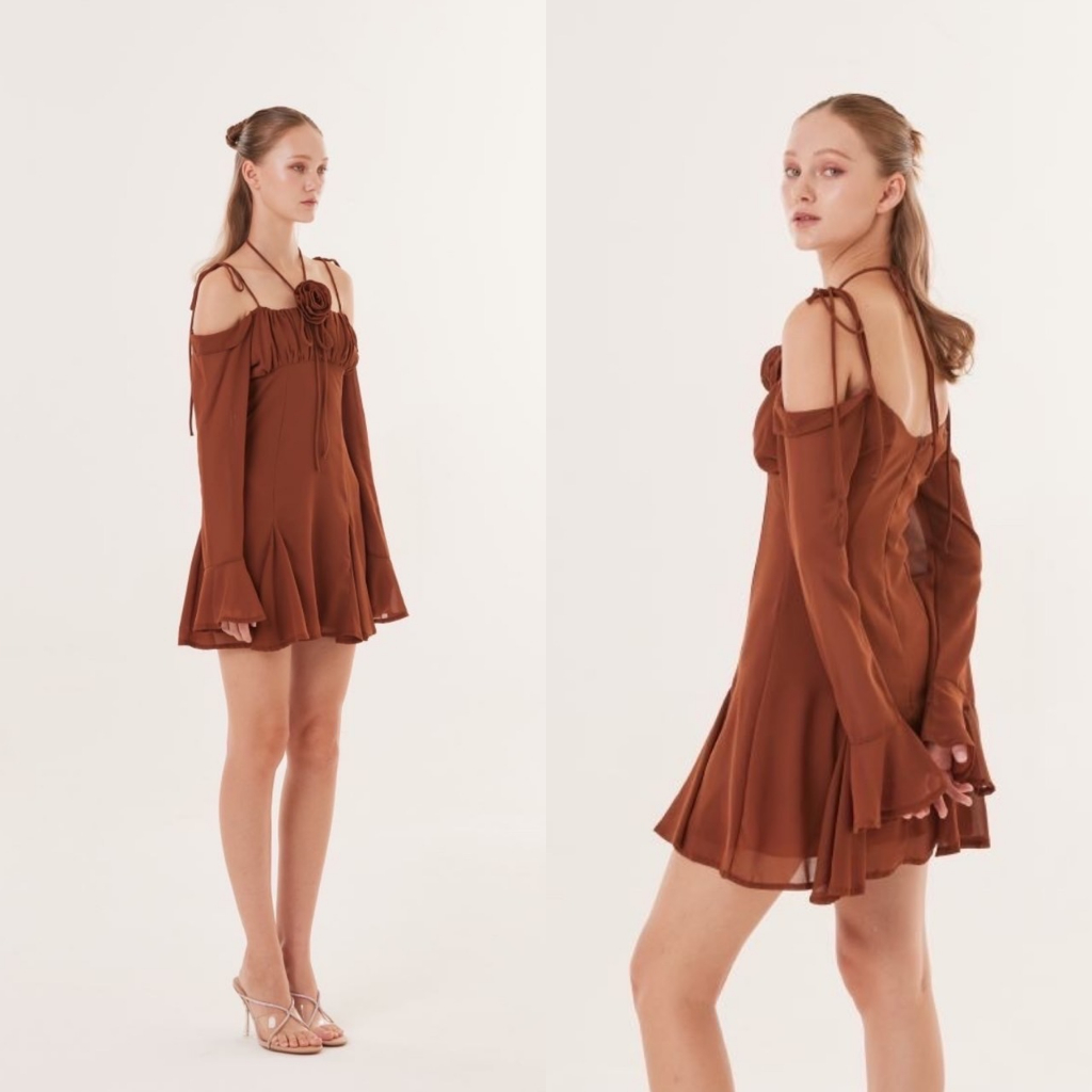 SISTER.RRR : Roses Dress (เดรส+ดอกไม้ผูกคอ) | Shopee Thailand