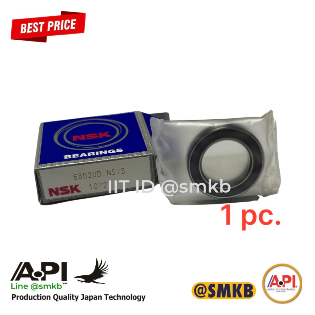 NSK JAPAN 6802DD 6802-2RS (15x24x5 mm) ตลับลูกปืนเม็ดกลม ฝายาง 2 ข้าง ...