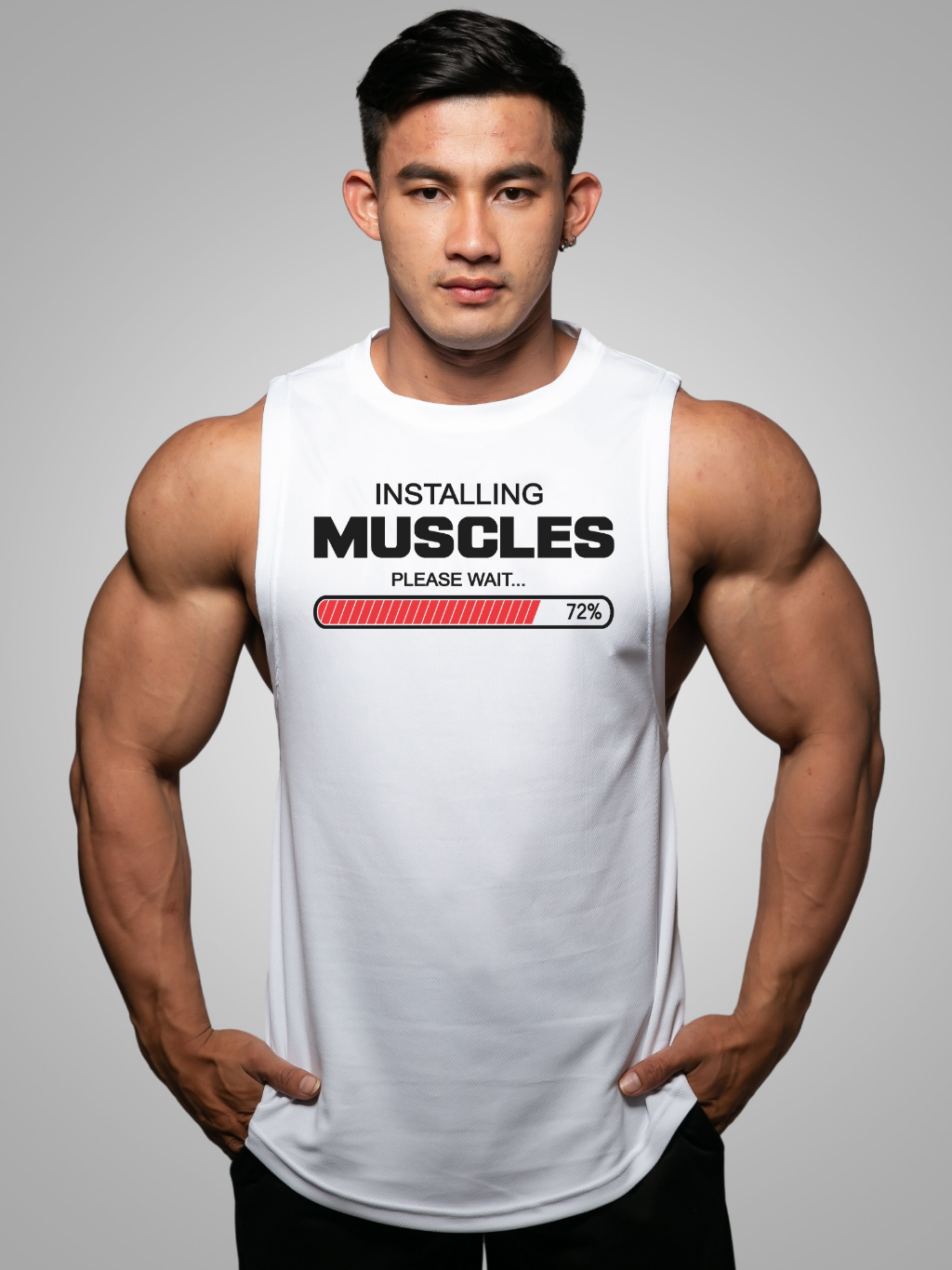 INSTALLING MUSCLE เสื้อแขนกุดเว้าแขนกว้าง Drop Arm Sleeveless Muscle ...
