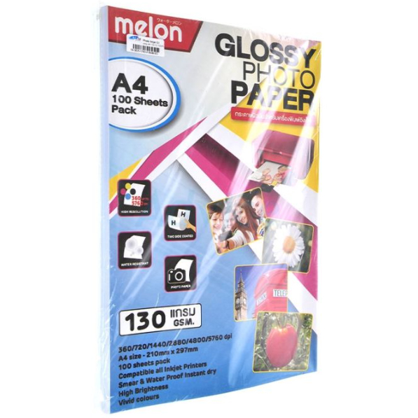 Photo Inkjet Glossy A4 130G. MELON (100/Pack) | Shopee Thailand