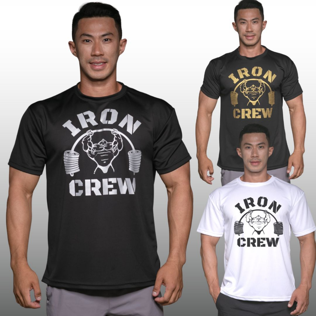 IRON CREW เสื้อยืดแขนสั้นผู้ชาย Men’s Gym Workout Bodybuilding Muscle T ...