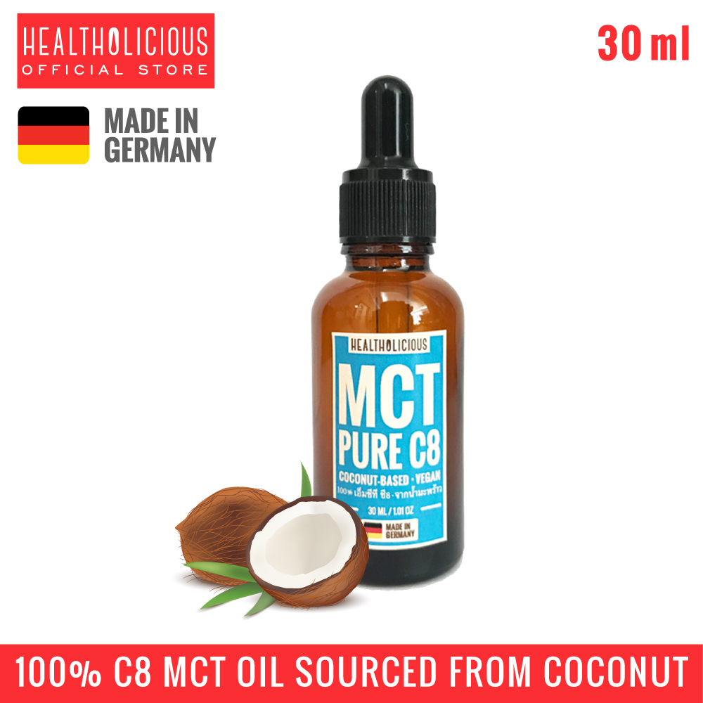 MCT OIL C8 PUREเอ็มซีที ออยล์ ซี8 น้ำมันมะพร้าว KETO FAT:COCONUT by HEALTHOLICIOUS - 30ml TRAVEL ...