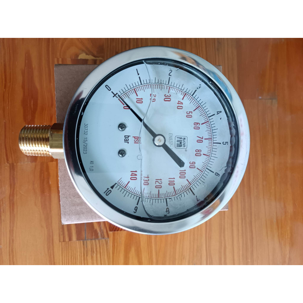 Pressure Gauge STL NUOVA FIMA ขนาด 4" เกลียวทองเหลือง 1/2" RANGE : 0 ...