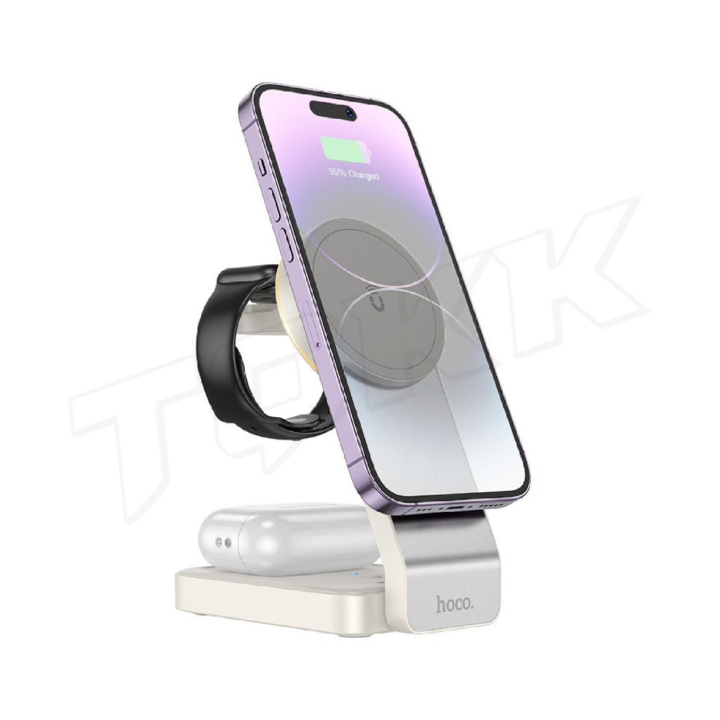 hoco CQ3/CQ7/CQ8 แท่นชาร์จไร้สาย 3 in1 แท่นชาร์จ ชาร์จเร็ว15W ชาร์จโทรศัพท์/นาฬิกา/หูฟัง ...