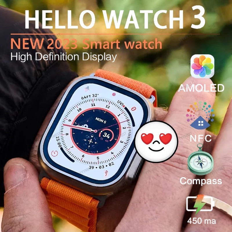 hello watch 3แถมเคส+ฟิล์มกันรอย หน้าจอขนาด49mm | Shopee Thailand