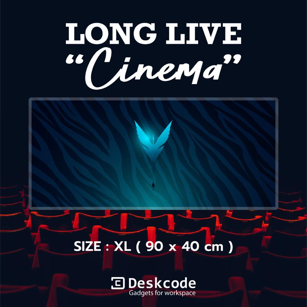 [ DESKCODE ] LONG LIVE " CINEMA " แผ่นรองเมาส์ แผ่นรองคีย์บอร์ด แต่งโต๊ะ ขนาดใหญ่ 90x40 cm หนา 3 ...