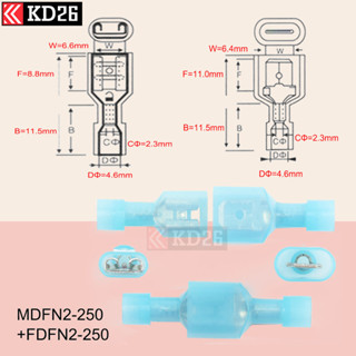 หางปลาเสียบแบนหุ้มเต็ม ไนล่อน MDFN+FDFN 1.25-250 / 2-250 / 5.5-250 ตัวผู้+ตัวเมีย แพ็กละ 100ตัว ...