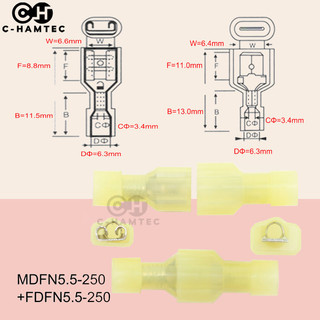 หางปลาเสียบแบนหุ้มเต็ม ไนล่อน MDFN+FDFN 1.25-250 / 2-250 / 5.5-250 ตัว ...