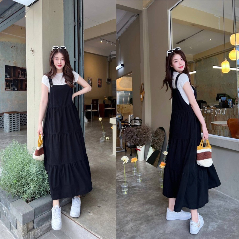 ♡Layered Overalls♡เอี๊ยมยาวระบายชั้น #มีลายสก็อต | Shopee Thailand