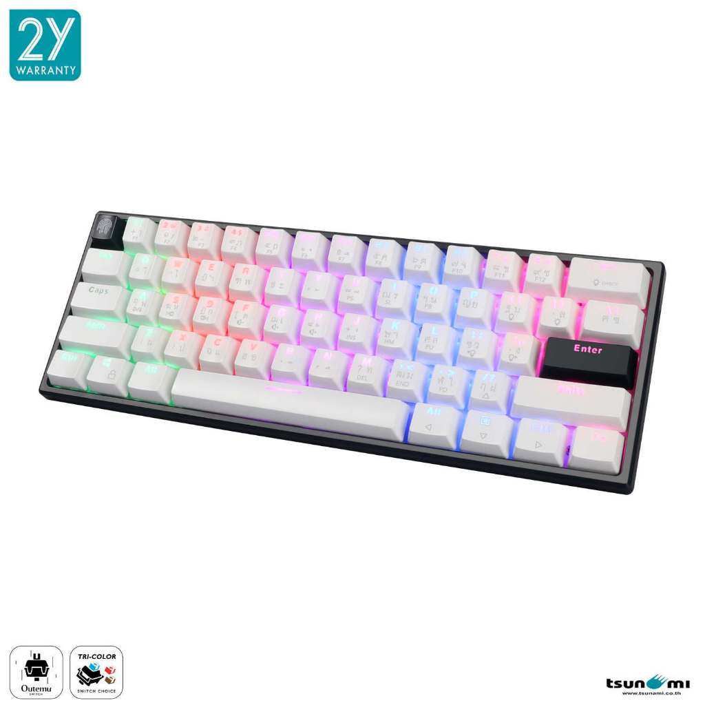 คีย์บอร์ดเกมมิ่ง Tsunami MK-61 Pastel Series 61Key Compact Design 60% ...