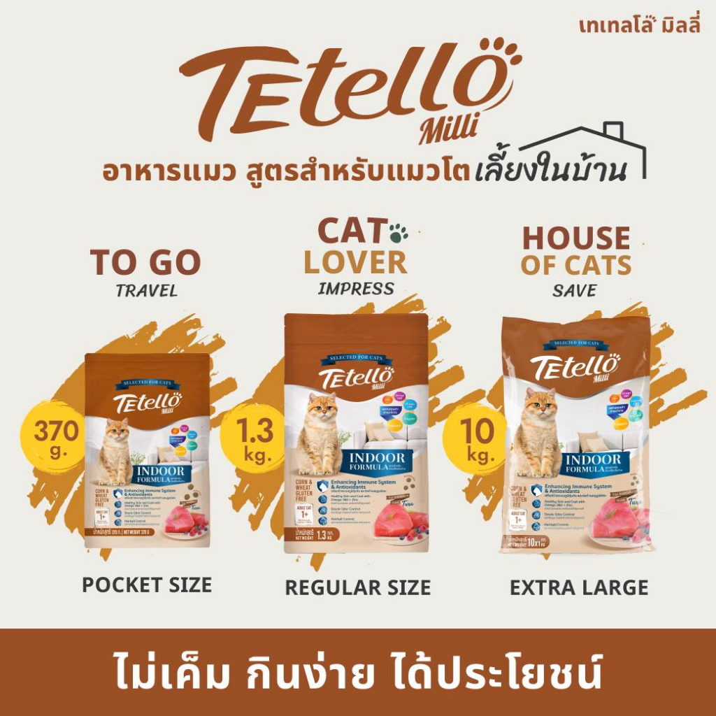 อาหารแมว Tetello milliเลี้ยงในบ้าน เทเทลโล มิลลี่ อาหารเม็ด (รสปลาทูน่า ...