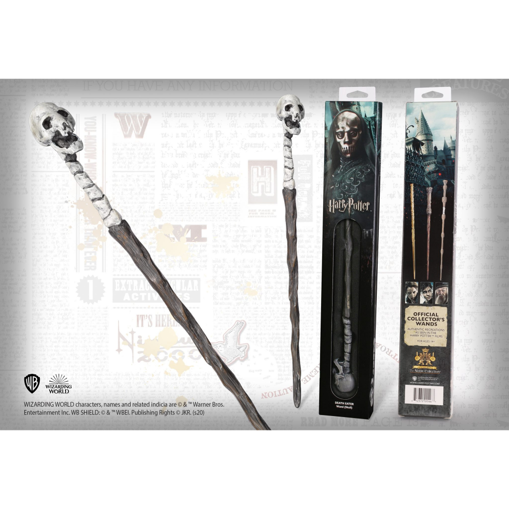 Noble Collection Harry Potter Death Eater Skull Wand with Character Box ...
