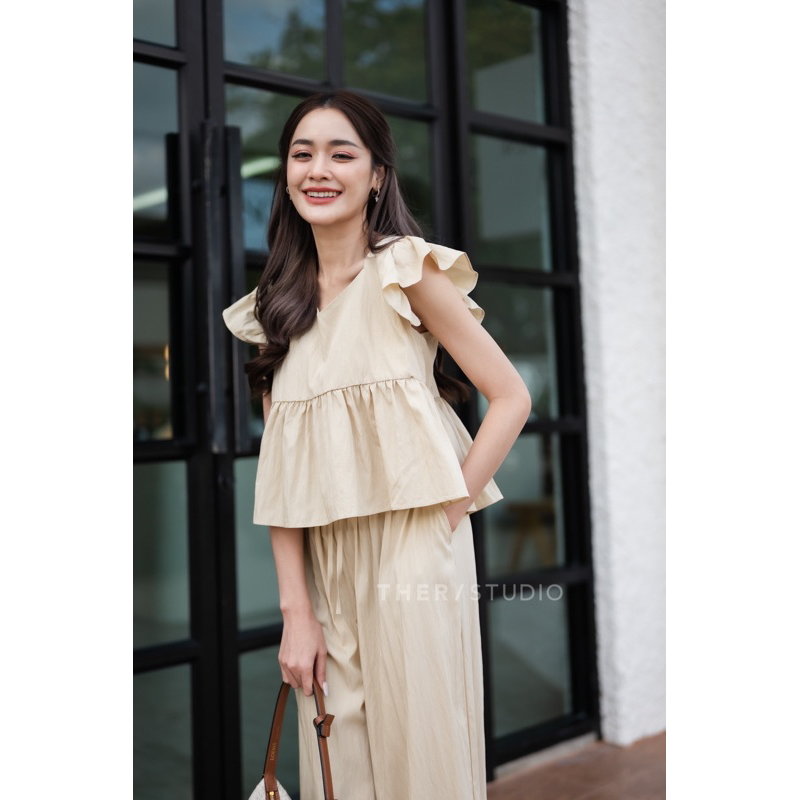 code : Set100 เซ้ทระบายเก๋ๆ แต่งเชือกผูกหลัง | Shopee Thailand