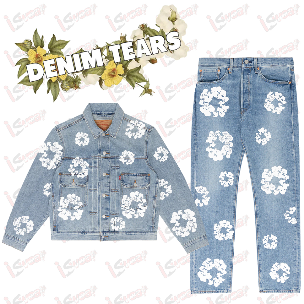 กางเกงยีนส์ & เสื้อแจ็คเก็ต Denim Tears Levi’s 501 Jeans Wreath Light Wash | Shopee Thailand