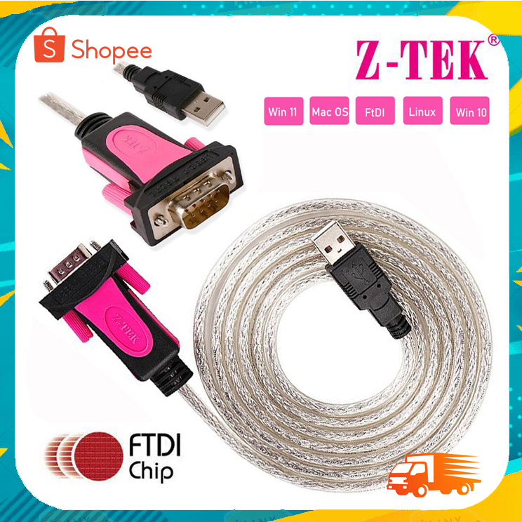 Z-TEK ZE533C ชิปเซ็ต FTDI USB serial RS232 DB-9 RS-232 อะแดปเตอร์/สายแปลง Win8/Win7/10 | Shopee ...