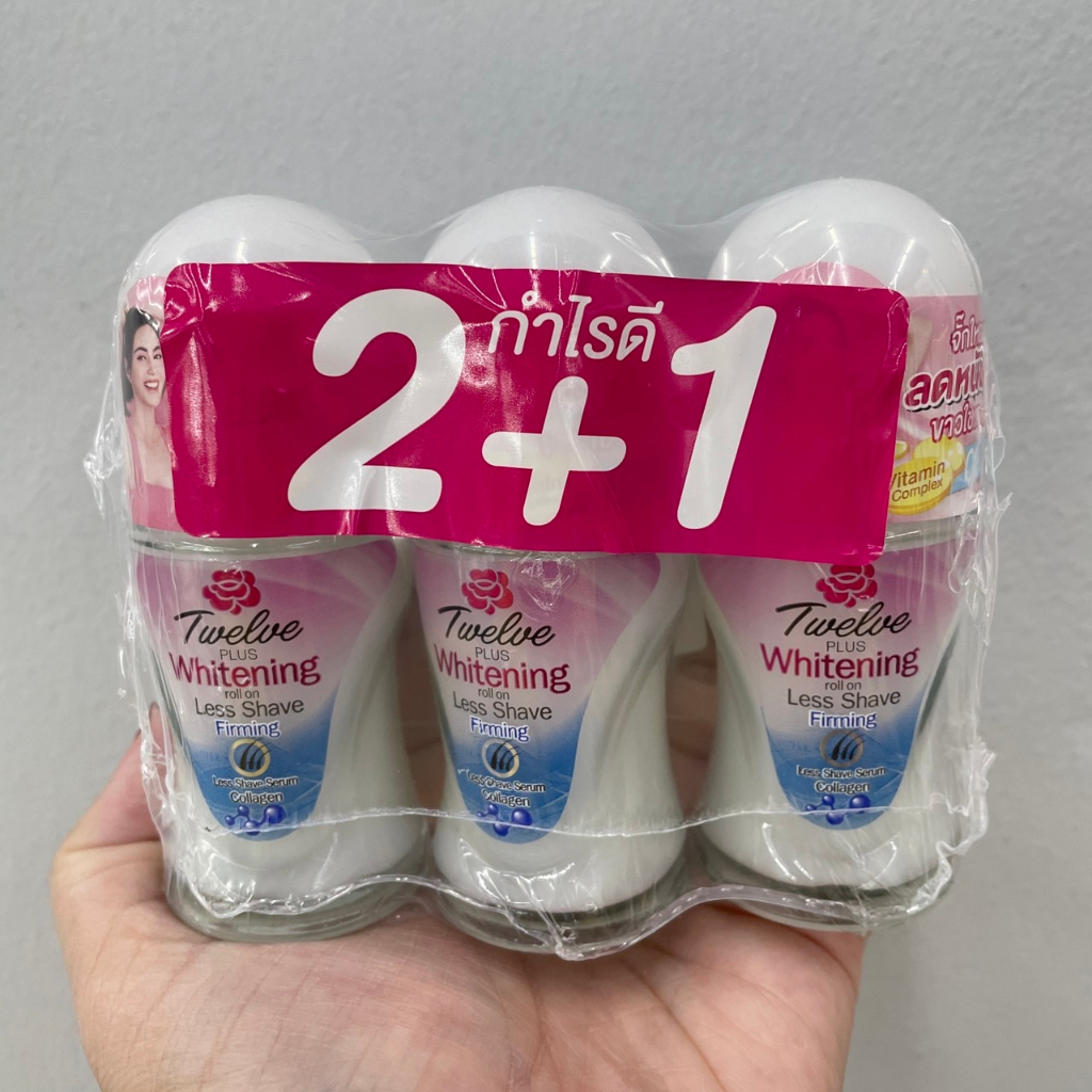 (แพ็ค 2+1) Twelve Plus Whitening Roll On Less Shave ทเวลฟ์ พลัส ไวท์เทน ...