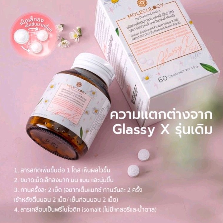 glassy x 500 MOLECULOGY by Diamond grains 60 เม็ด/กระปุก ของแท้ แบ่งขาย ...