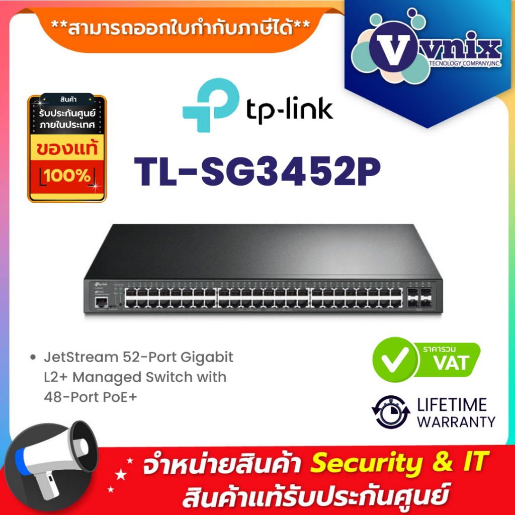 Tp link TL-SG3452P JetStream 52-Port Gigabit L2+ Managed Switch with 48 ...