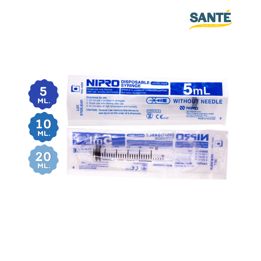 ไซริงค์ NIPRO Syringe กระบอกฉีดยา แบบไม่ติดเข็ม ไซริงค์พลาสติก ขนาด 5ml. / 10ml. / 20ml ...