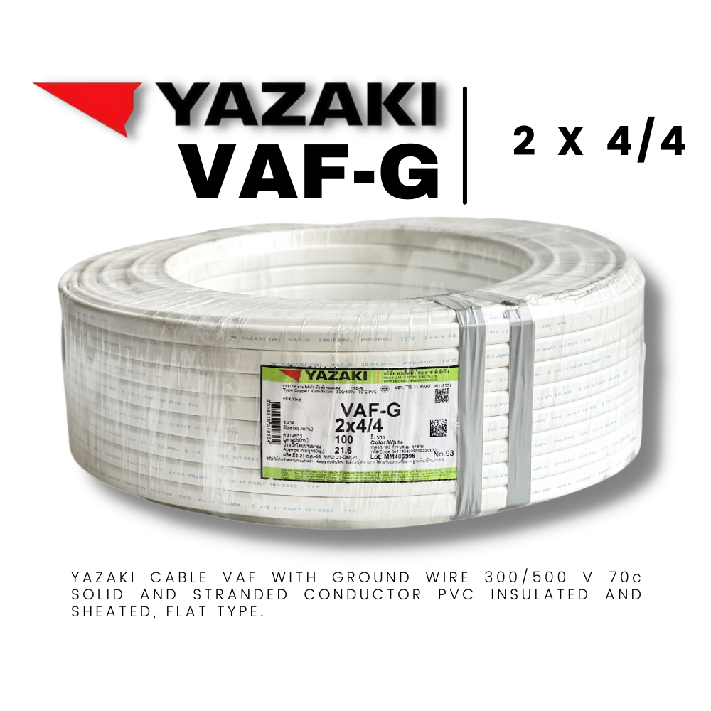 YAZAKI VAF-G 300/500 V 70 C SOLID AND STRANDED CONDUCTOR PVC INSULATED AND SHEATH WITH GROUND ...