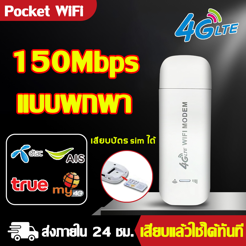 4G Pocket Wifi Router ไวไฟพกพา พกพาไปได้ทุกที่ ใส่ซิมแล้วใช้ได้ทันที โม ...