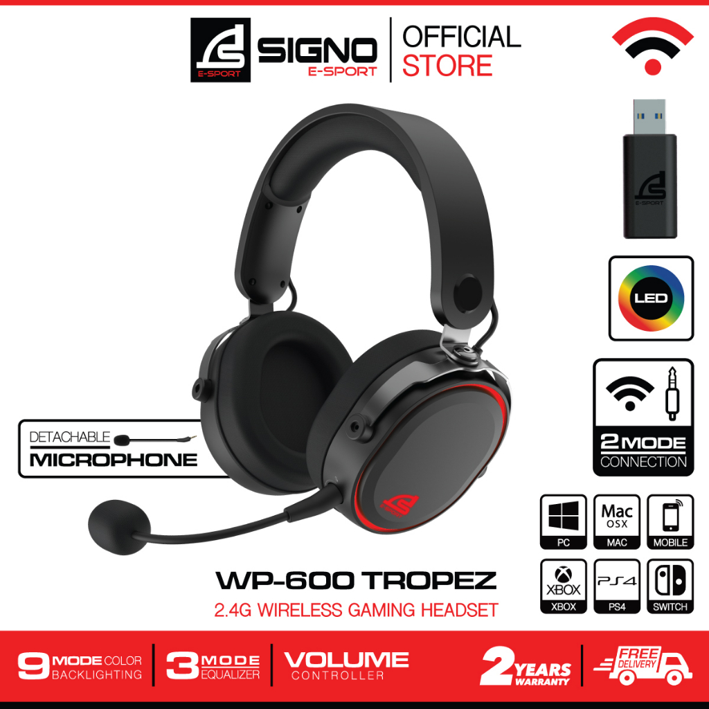 SIGNO E-Sport 2.4G Wireless Gaming Headphone TROPEZ รุ่น WP-600 (หูฟัง ...