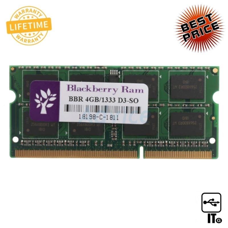 RAM DDR3(1333, NB) 4GB BLACKBERRY 16 CHIP ประกัน LT. แรมโน๊ตบุ๊ค ...