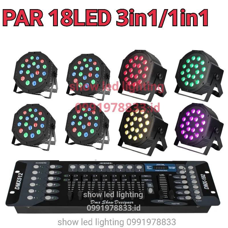 ยกชุดไฟพาร์ 18 LED กดตัวเลือก PAR 18 LED (3in1) , (1in1) + DMX 512 ...