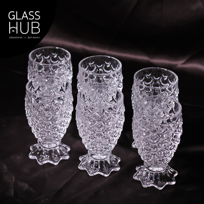 GLASS HUB - PINEAPPLE 2015 - (เซต 6ใบ) แก้วขา เนื้อใส ลายสัปปะรด สวย ดู ...