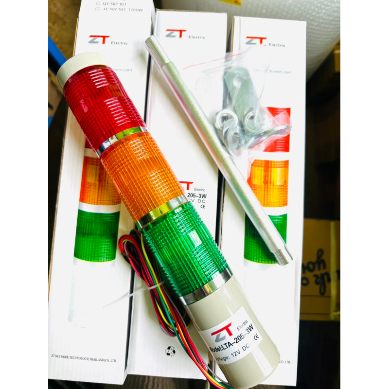 LTA-205-3T 24V 3สี แดง/เหลือง/เขียว Red/Yellow/Green 3 Stack Tower Light ติดค้าง Maintain ทาว ...