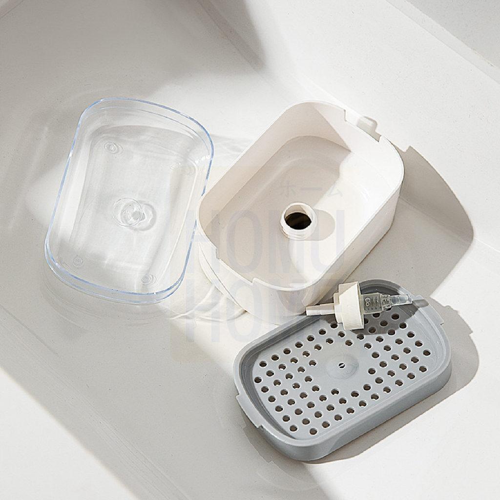 HOMUHOME【ถูกที่สุด】CTN347 กล่องใส่น้ำยาล้างจาน ที่ใส่ฟองน้ำล้างจาน 2in1 กด ปั้ม ล้าง สะดวก TZ1 ...