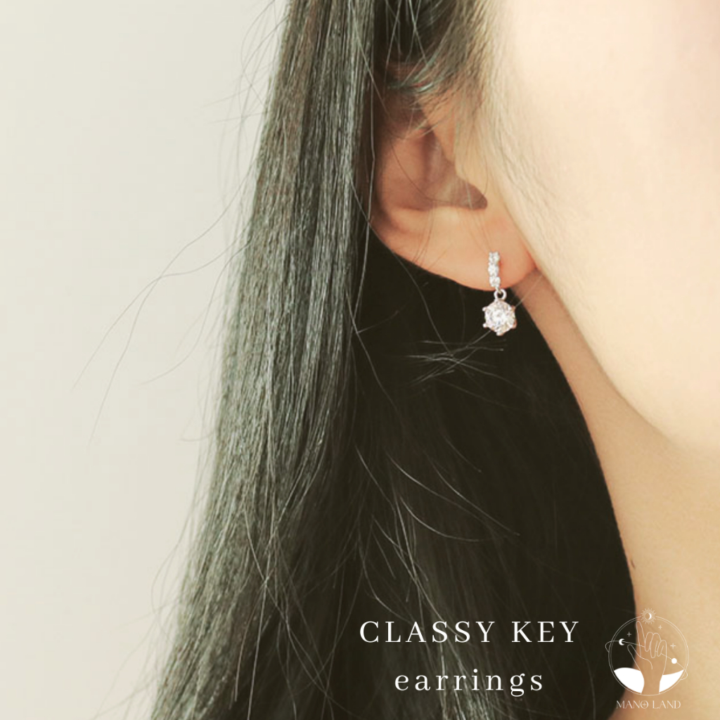 MNL💗ต่างหูเพชรโมซาไนต์ Classy Key เครื่องประดับแฟชั่น เงินแท้925 ไม่ลอก ...
