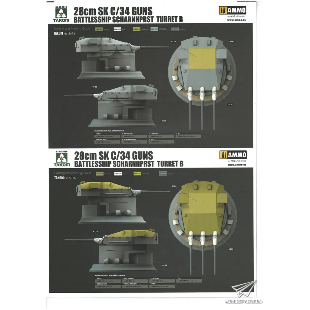 พลาสติก โมเดล ประกอบ TAKOM สเกล 1/72 28CMSK C/34 Guns Battleship ...