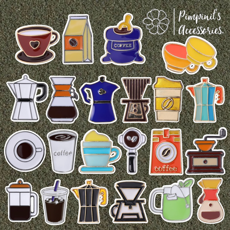 ʕ •ᴥ•ʔ พร้อมส่ง : เข็มกลัดเซ็ทอุปกรณ์ชงกาแฟและแก้วกาแฟ | Coffee Maker ...