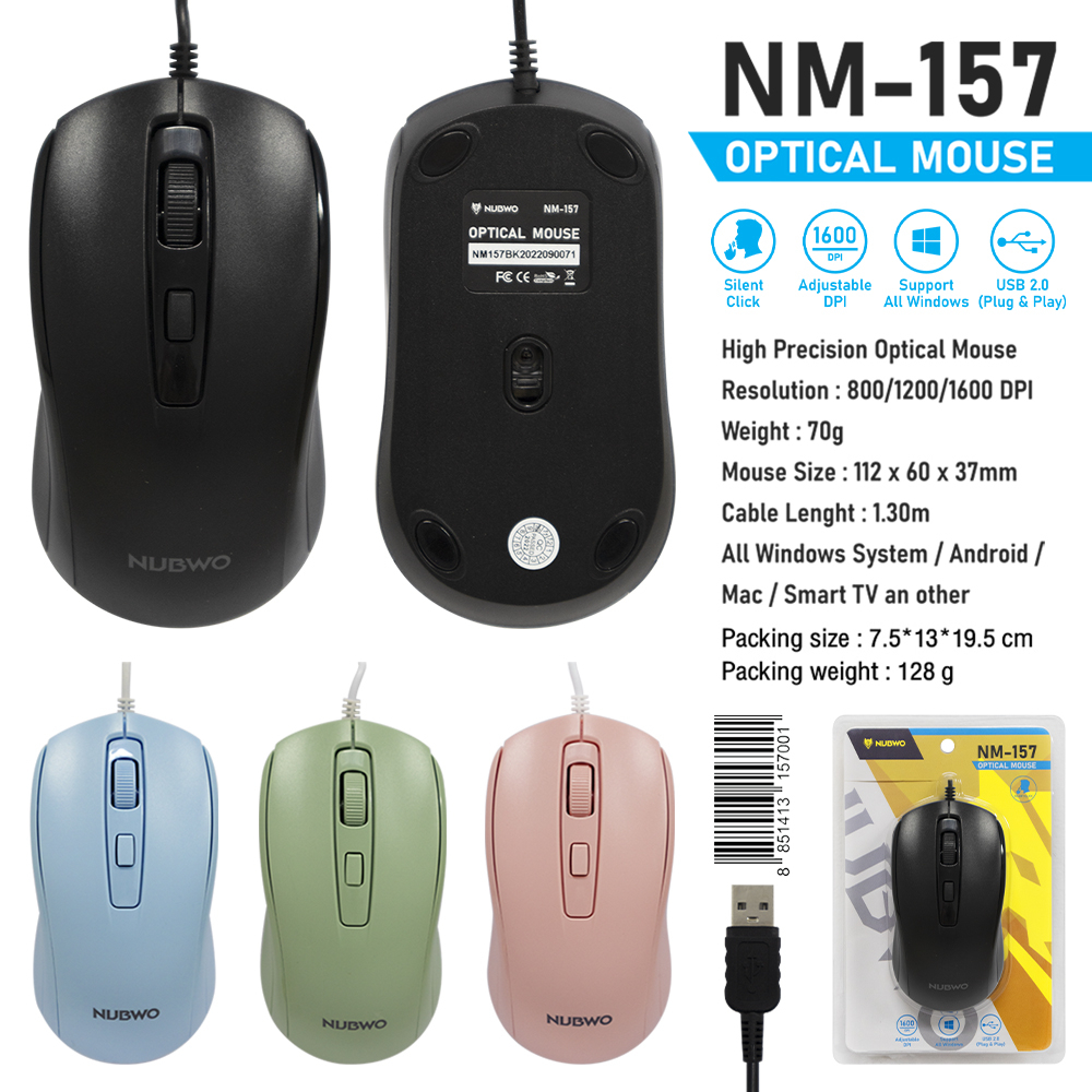 NUBWO mouse เมาส์นับวู เมาส์มีสาย เมาส์ รุ่น NM157 | Shopee Thailand
