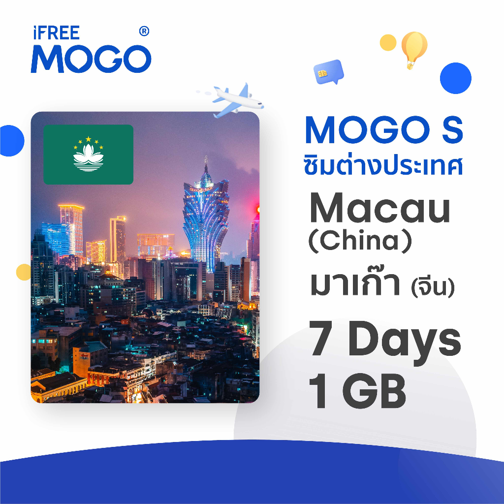 MOGO S - Macau SIM Card ซิมการ์ดประเทศมาเก๊า 7-15 วัน เน็ต 1-5 GB 4G ...