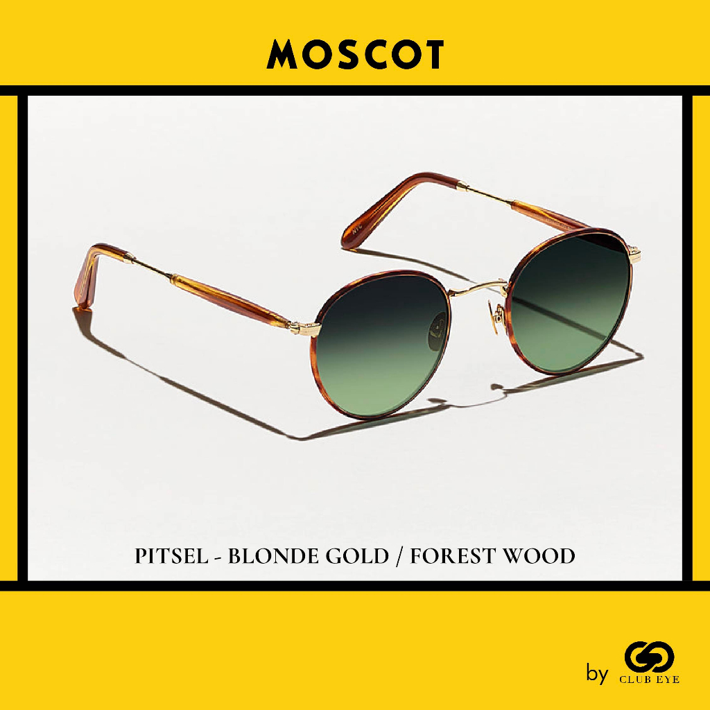 MOSCOT แว่นกันแดด มอสคอต รุ่น PITSEL สีกรอบ BLONDE GOLD สีเลนส์ FOREST ...