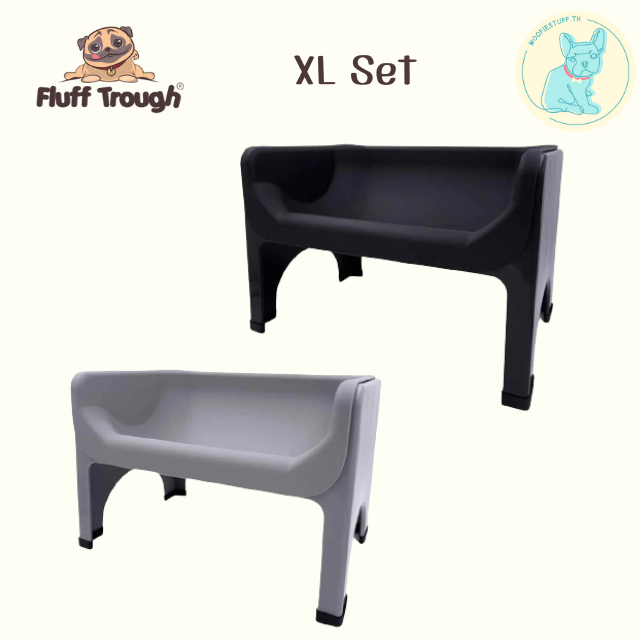 ชามอาหารสัตว์เลี้ยง Fluff Trough XL Set ชามอาหารสุนัข ขนาดใหญ่ ทรงสูง ...