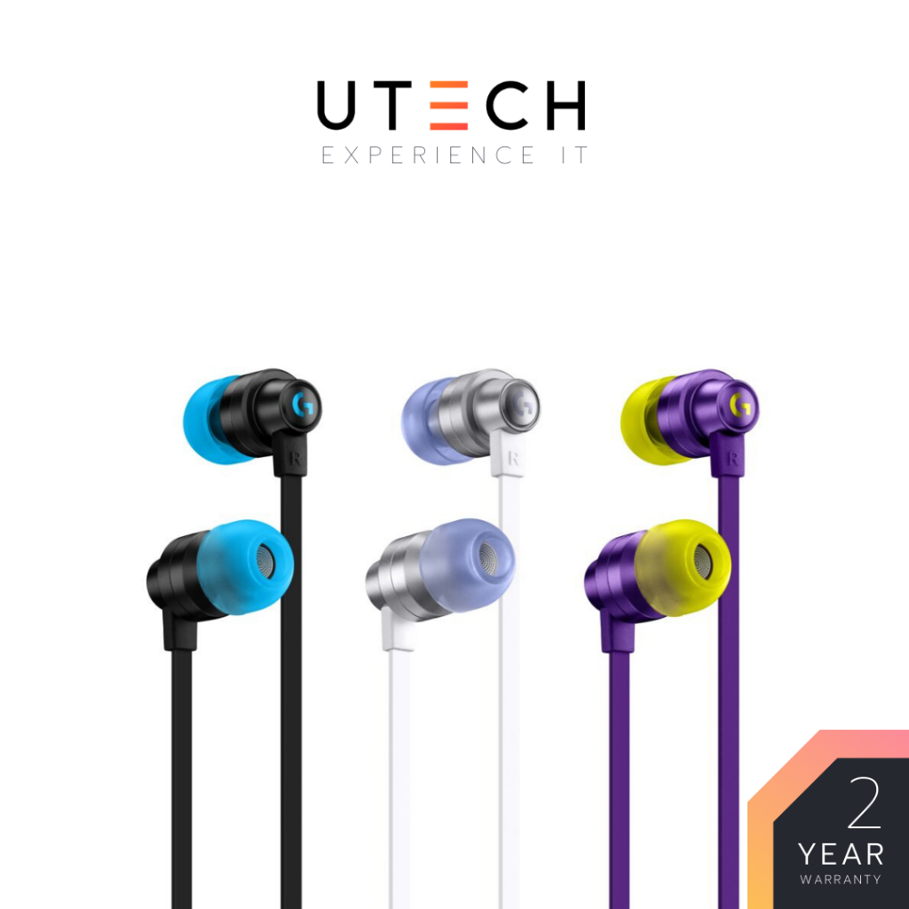 Logitech Earbuds G333 BUFFY GAMING EARPHONES - BLACK / WHITE / PURPLE by UTECH | Shopee Thailand