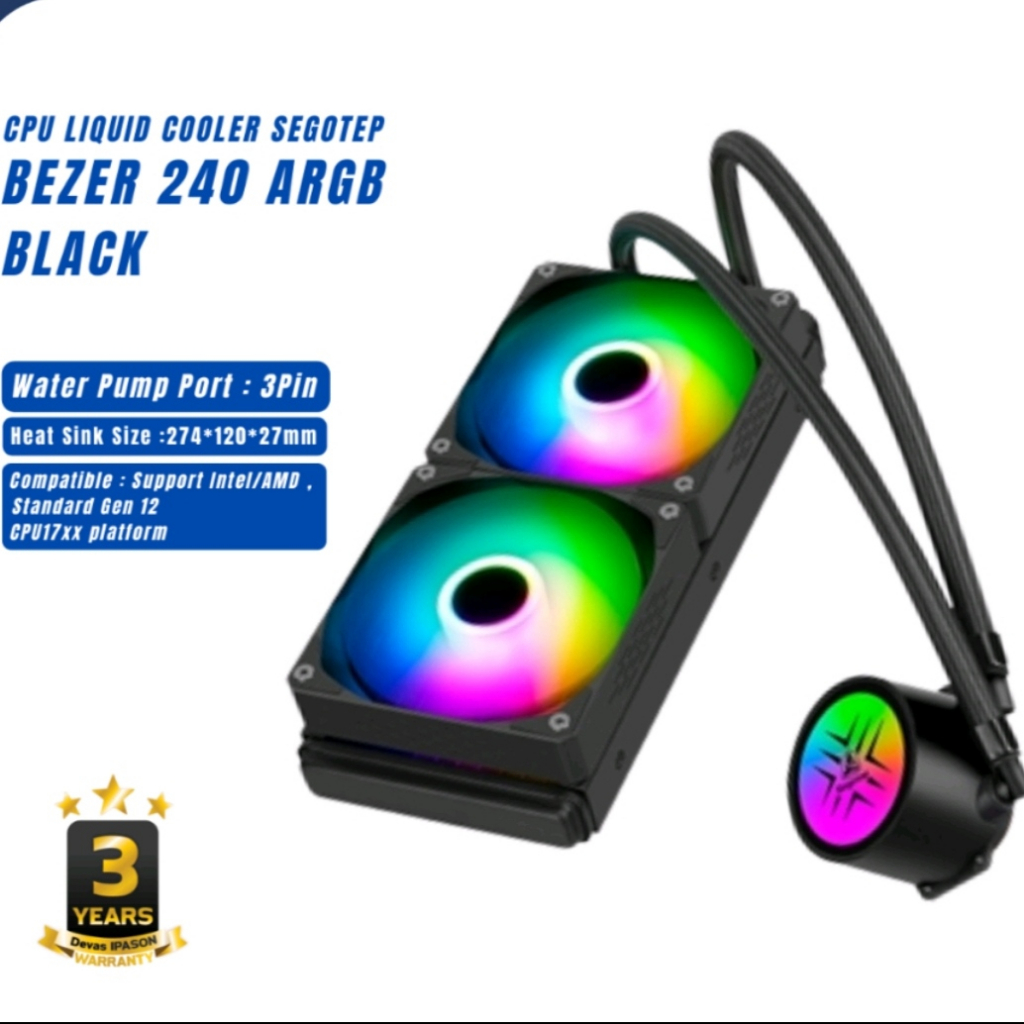 SEGOTEP CPU LIQUID COOLER (ระบบระบายความร้อนด้วยน้ำ) BEZER 240 ARGB ...