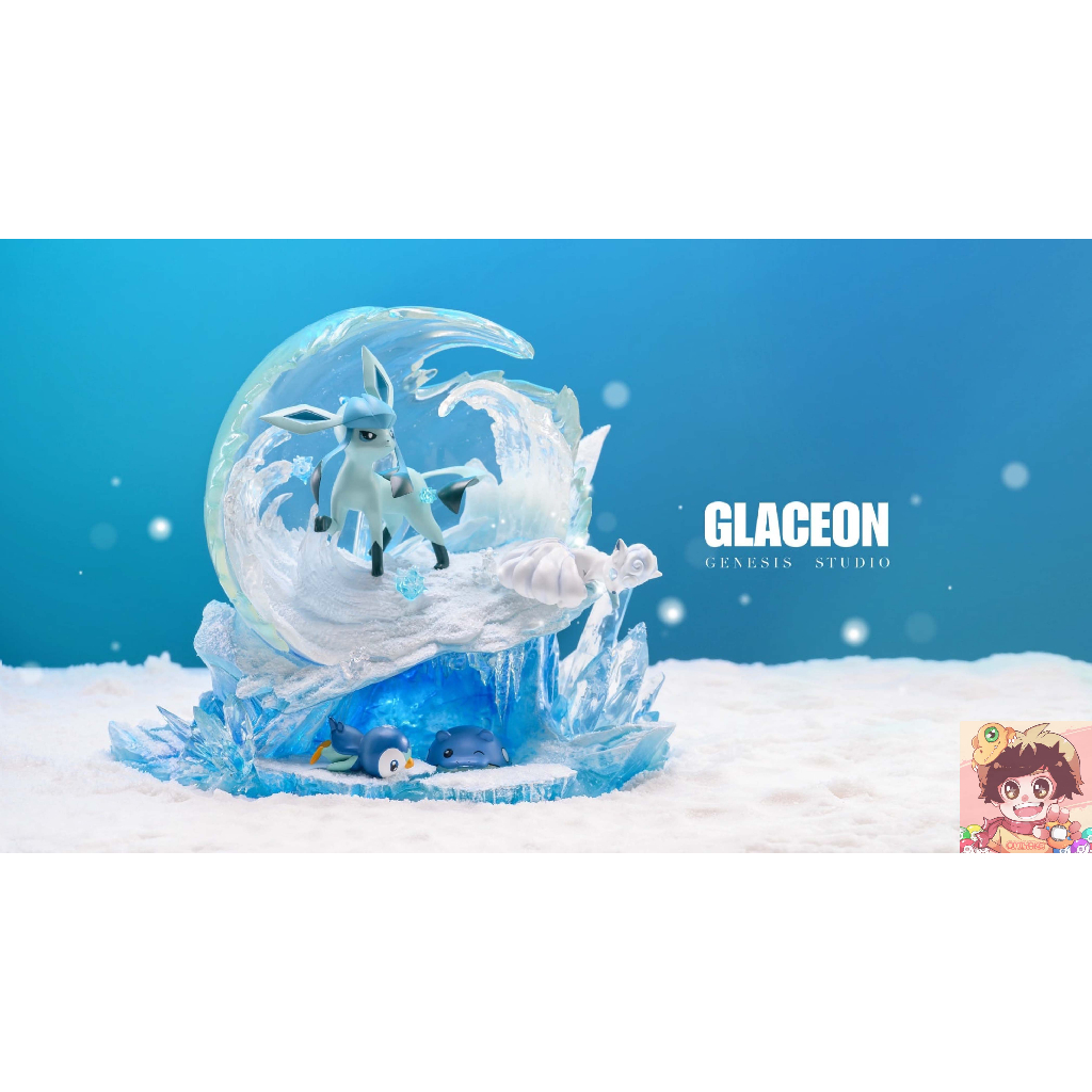 GENESIS Studio - Glaceon(Eevee use Ice Stone) on ice field with Piplup ...