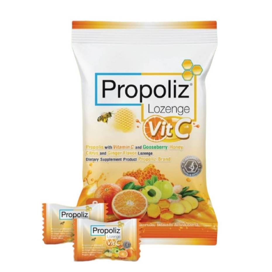 Propoliz Lozenge Vit C โพรโพลิซ ชนิดเม็ดอม ลูกอม ผสมวิตามินซี 60 mg ...