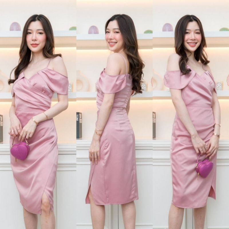 C038 ชุดเดรสสั้น ชุดราตรีสั้น ไซส์S-XXL ใส่ทำงาน ใส่ออกงาน | Shopee Thailand