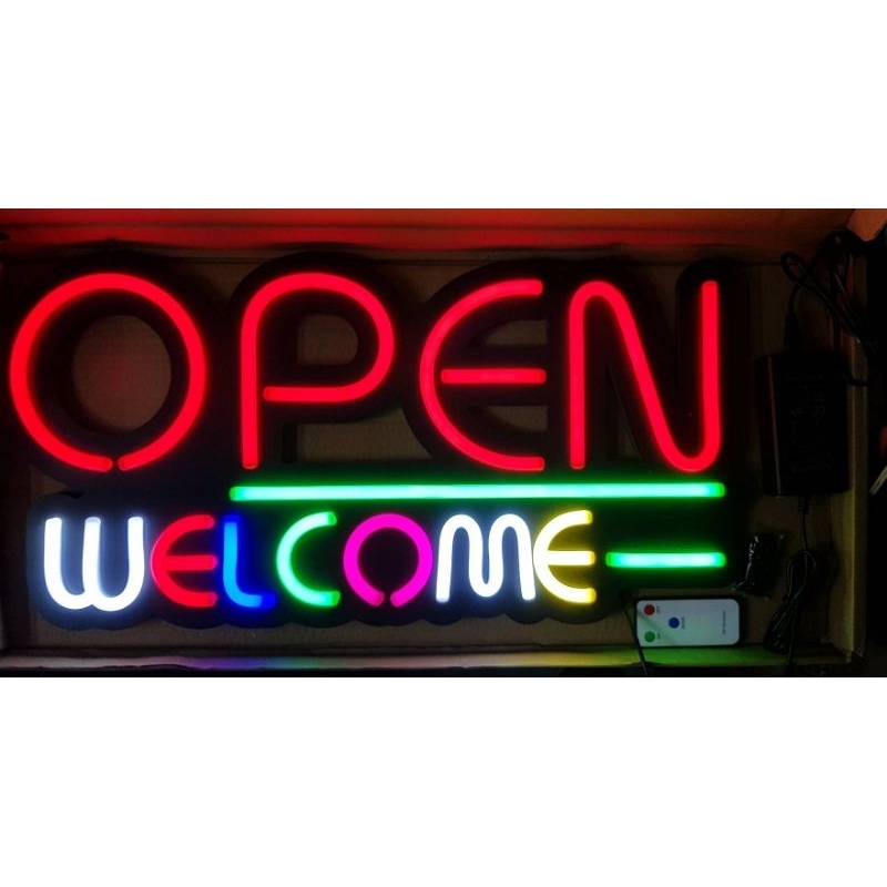 ป้ายไฟ LED Flex Open Welcome + Remote | Shopee Thailand
