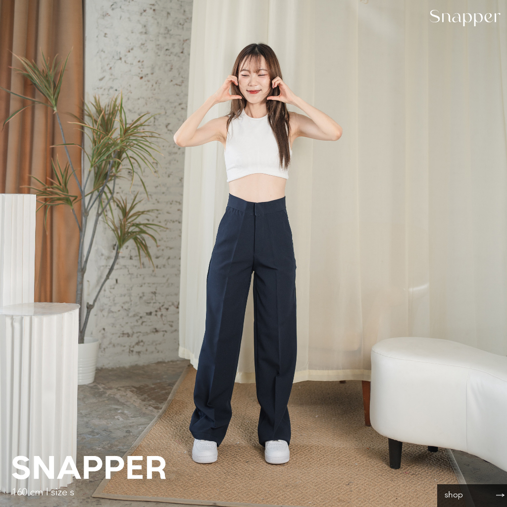 snapper _SP004 กางเกงขายาว กระบอกกลาง ตะขอหน้า เอวสูง ใส่แล้วสูงมากผ้าหนาไม่บางอยู่ทรงควรมีติด ...
