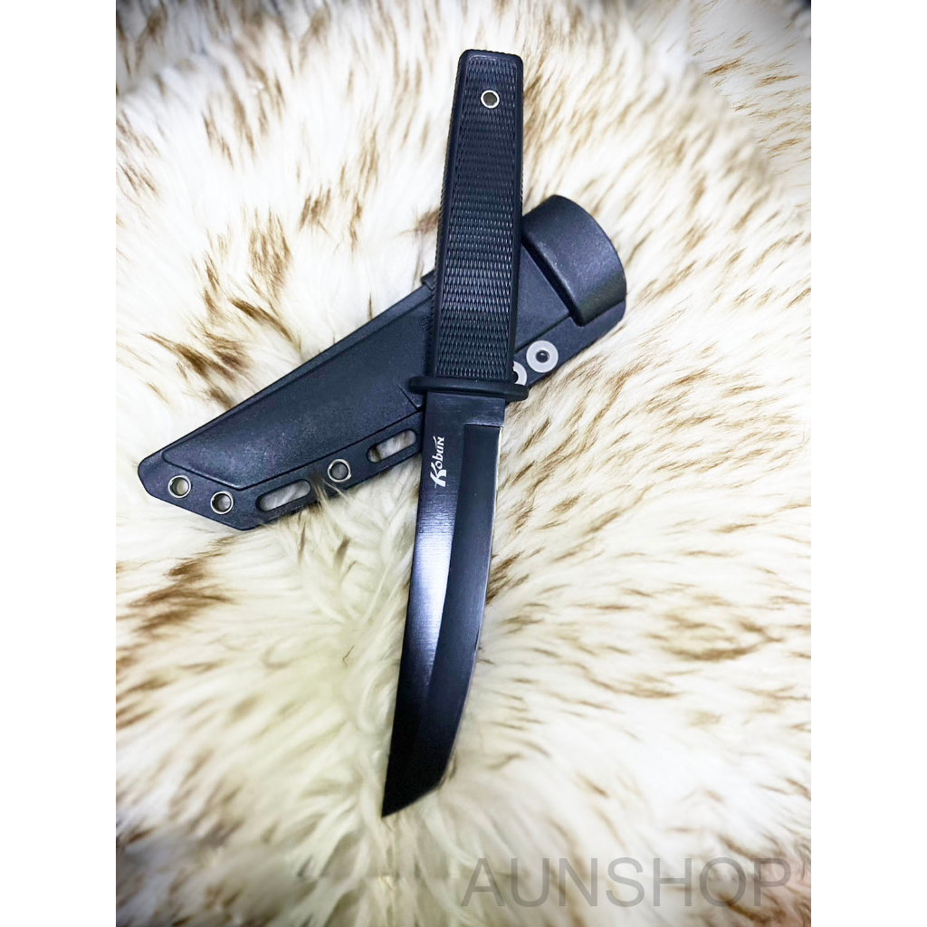 A45 มีดพก มีดเดินป่า Cold Steel Kobun Tanto 17T ใบมีดดำ Full Tang ปลาย ...