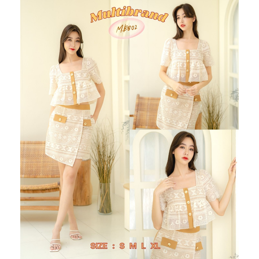 Fairyangelstore - เซ็ทลูกไม้กระโปรงกางเกง (MB802) | Shopee Thailand