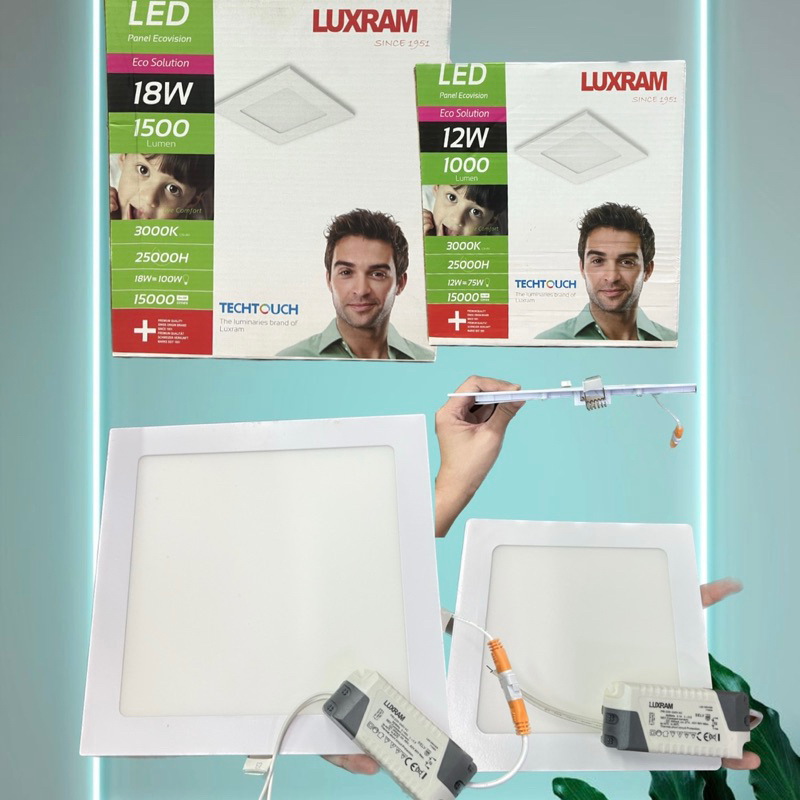 LUXRAM โคมฝังฝ้าทรงเหลี่ยม โคมไฟดาวไลท์ แสงขาวและแสงวอร์มไวท์ ขนาด 12 ...