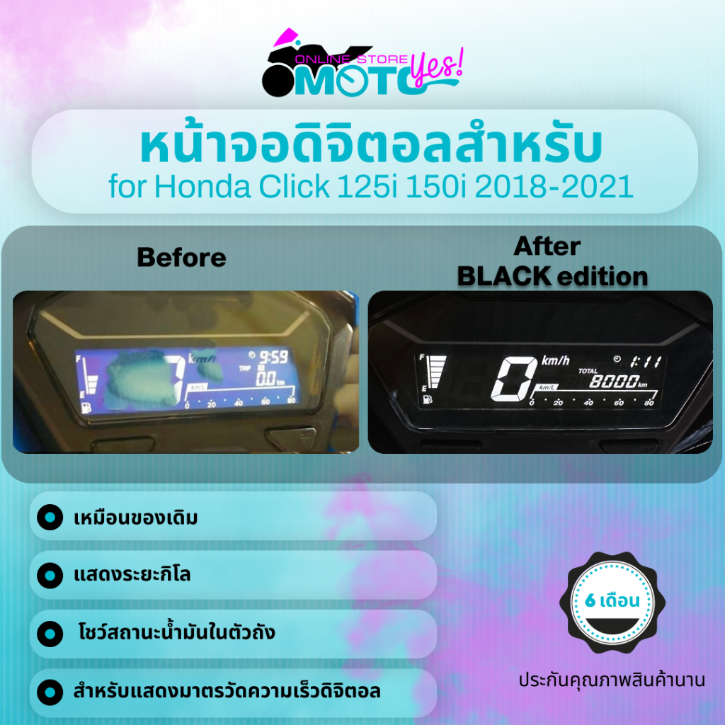 MotoYes! หน้าจอดิจิตอลสำหรับ Honda Click 125i 150i 2018-2021 ดีแสดง ...