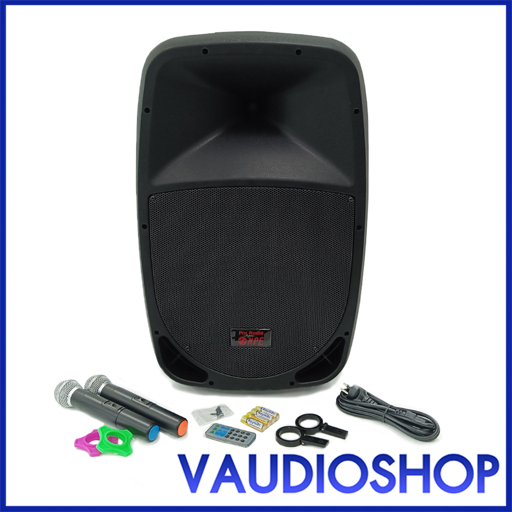 ตู้แอมป์ 15 นิ้ว NPE รุ่น QU-15BAT Bluetooth (ไมค์ลอย2ตัว/แบตแห้ง/USB/SD CARD) QU15 BAT ตู้ลำโพง ...